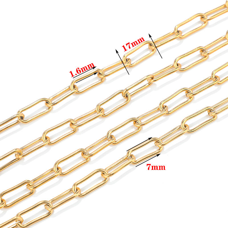 C1163 7mm Rectangle Chain-Vacuum Plating Waterproof Stainless steel ch ...